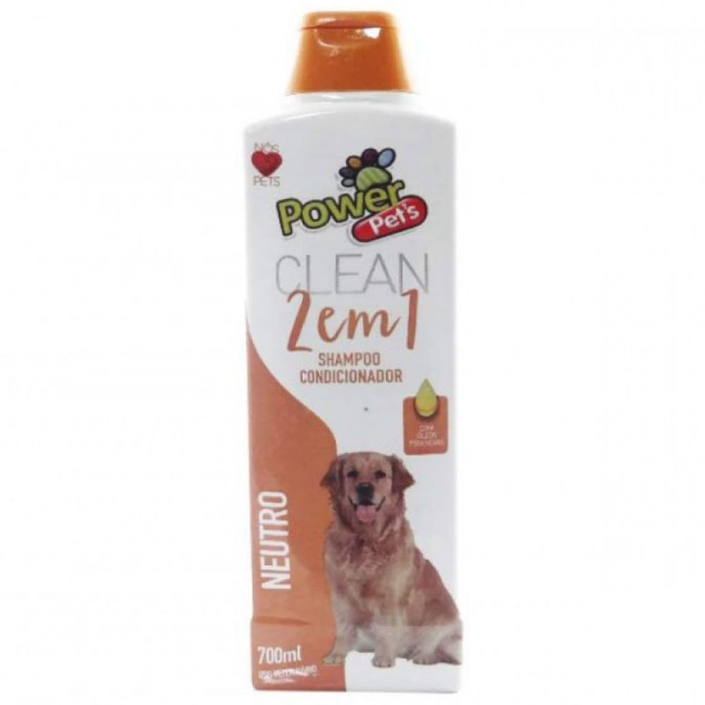Shampoo cães e gatos Powerpets neutro 700ml + limpeza + perf