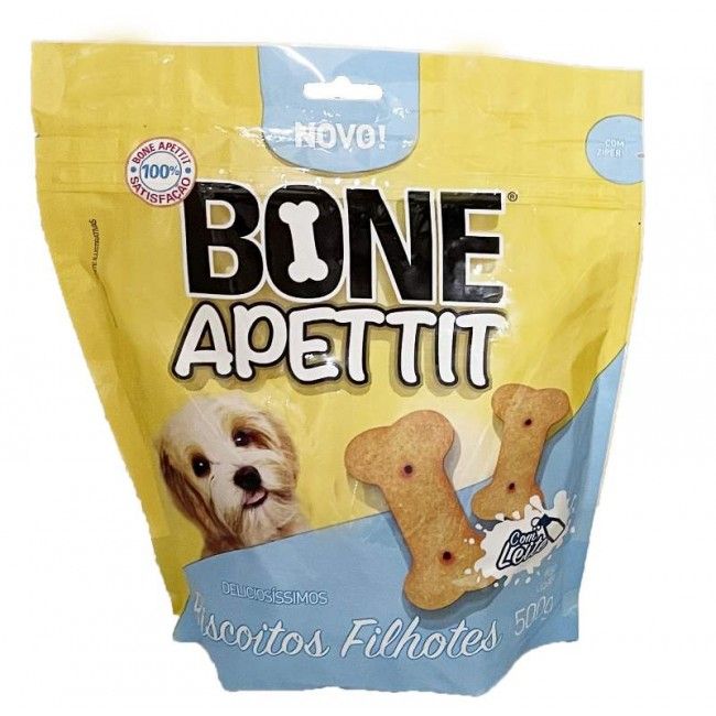 Petisco para cães filhotes Bone apettit biscoito leite 500g