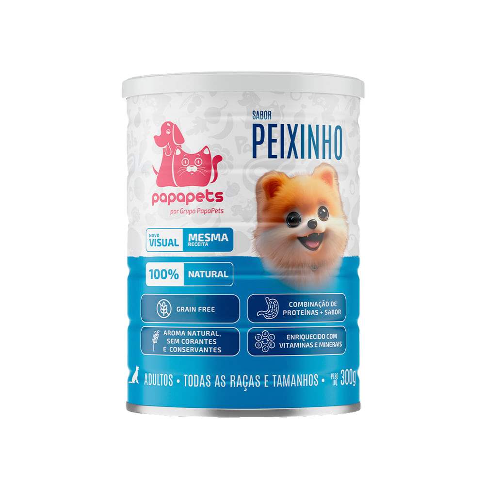 Ração Úmida Papapets Sabor Peixe para Cães Adultos 300 g