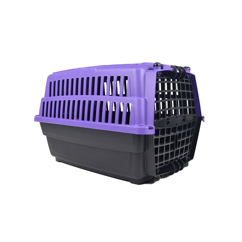 Caixa transporte c/ trava cães gatos Pets Love trav N2 Lilás